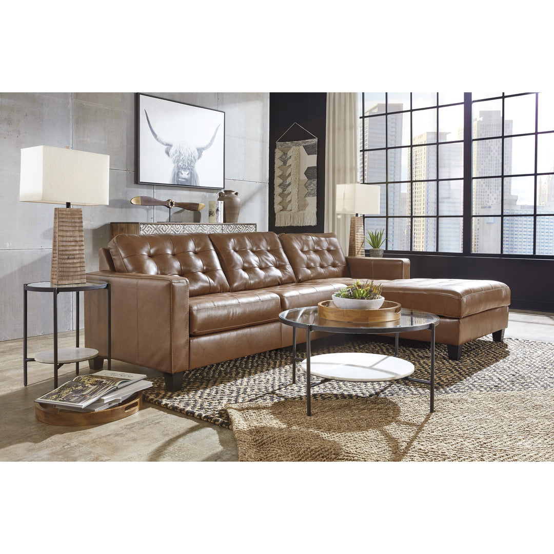 Baskove Auburn Leather RAF Sectional Bella Furniture