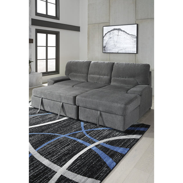 Yantis Gray Sleeper Sectional with Storage | Bella Furniture